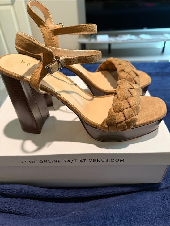 VENUS | Shoes | Venus Tan Braidedstrap Block Heel Sandals | Poshmark